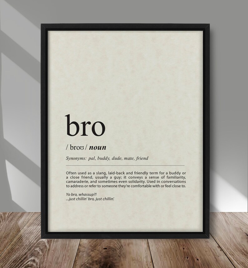 Bro Definition Print, Bro Definition Poster, Quirky Definition Art ...