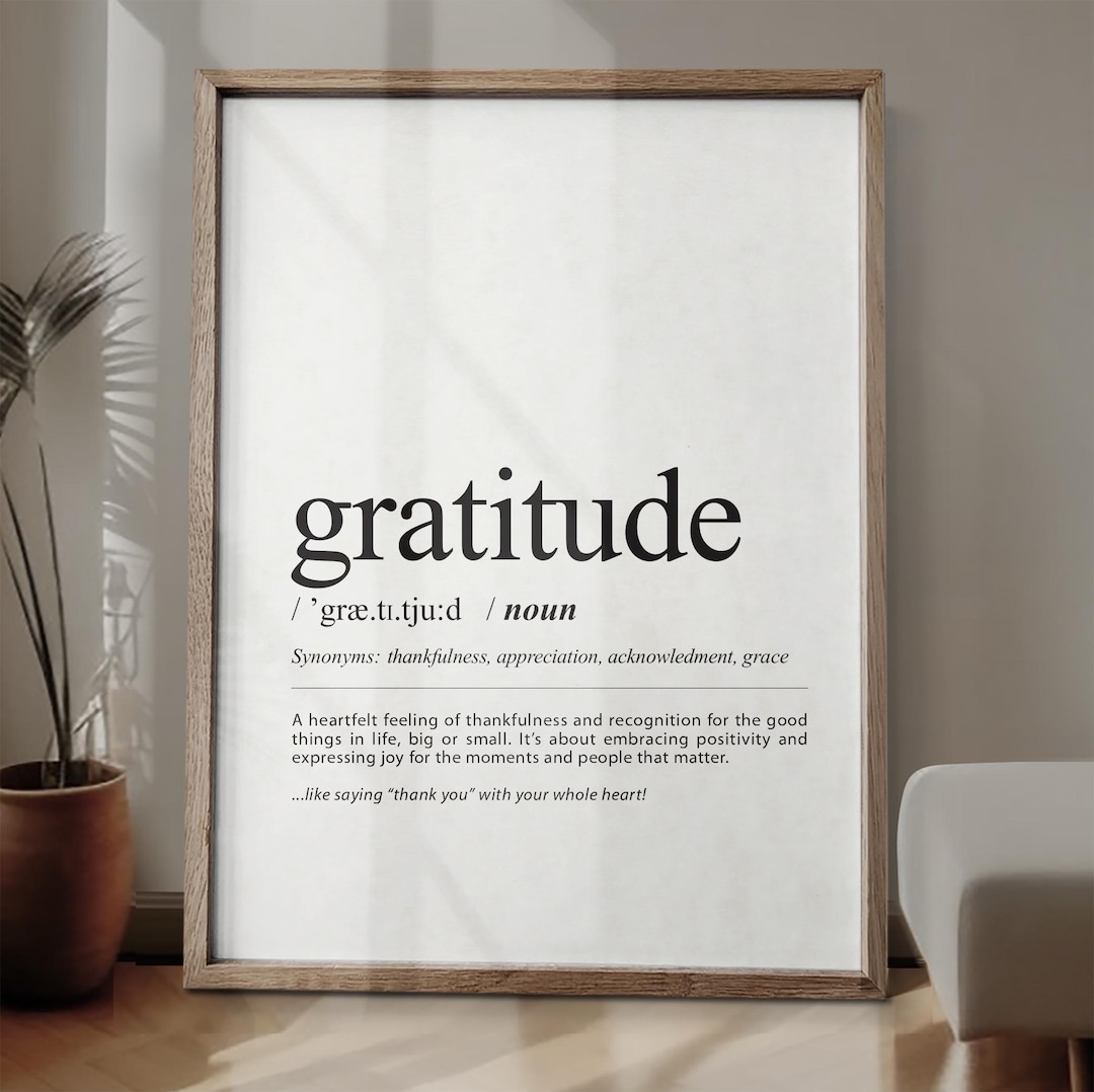 Gratitude Definition Print, Gratitude Definition Art Poster, Gratitude ...