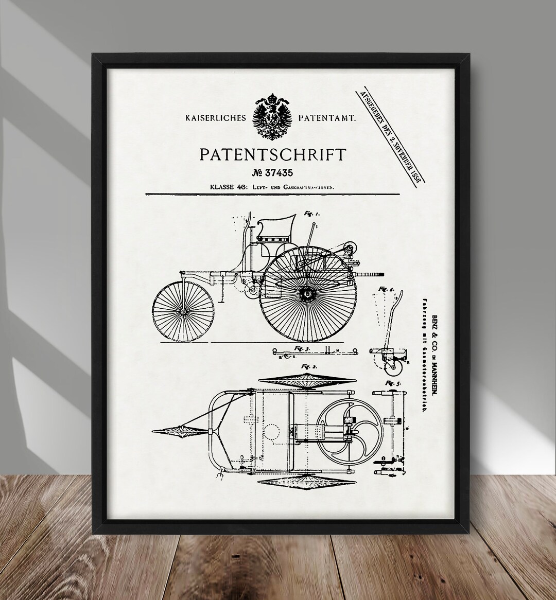 Benz & Co. Car Patent Poster, Old Car Patent, German Car Patent Print ...