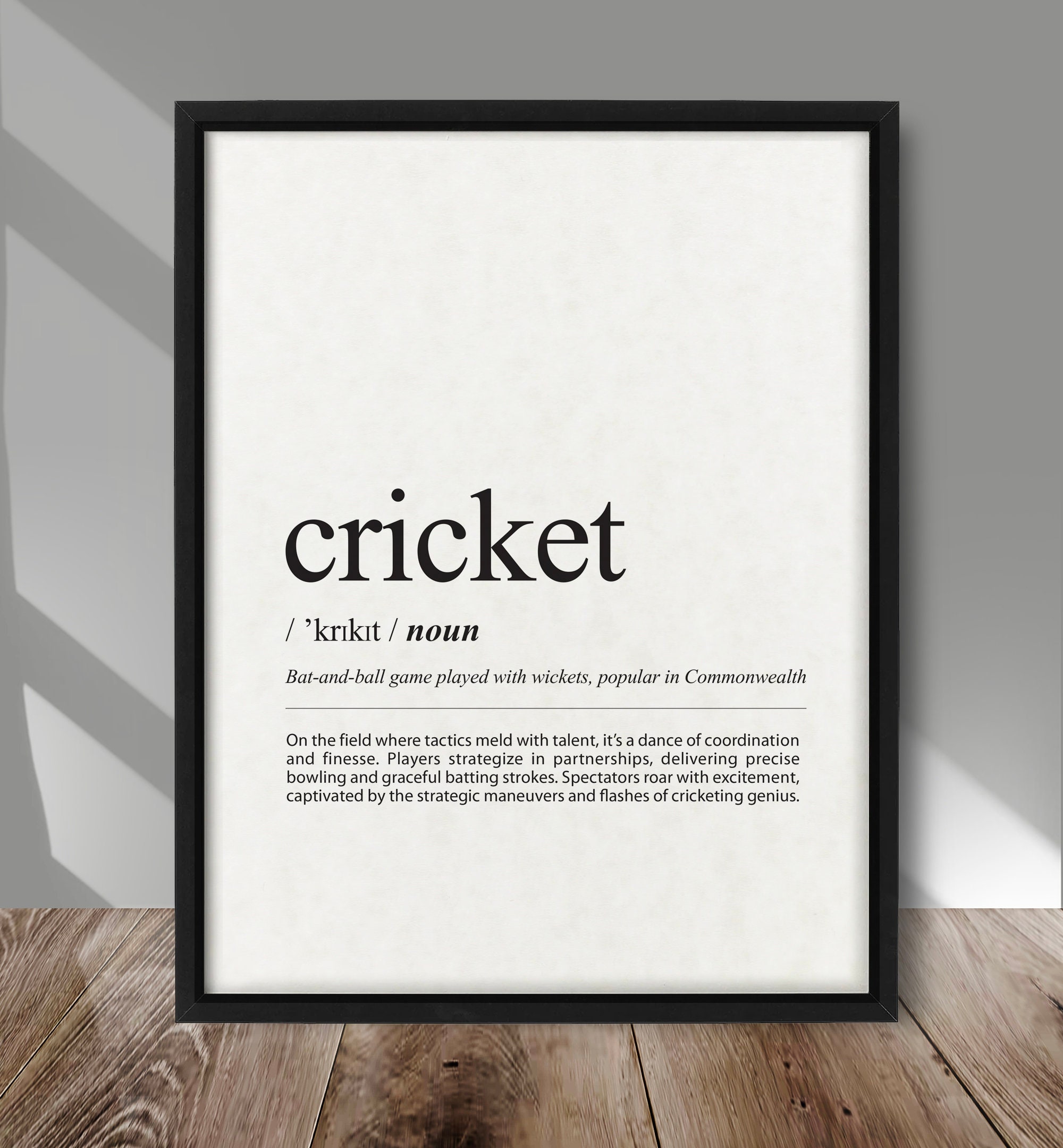 Cricket Definition Print, Cricket Definition Poster, Sports Poster ...