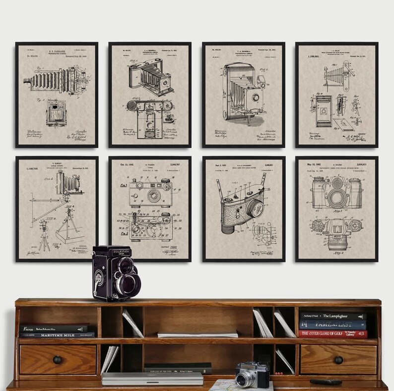 Vintage Camera Patent 8 Poster Set, Photographic Camera Patents ...