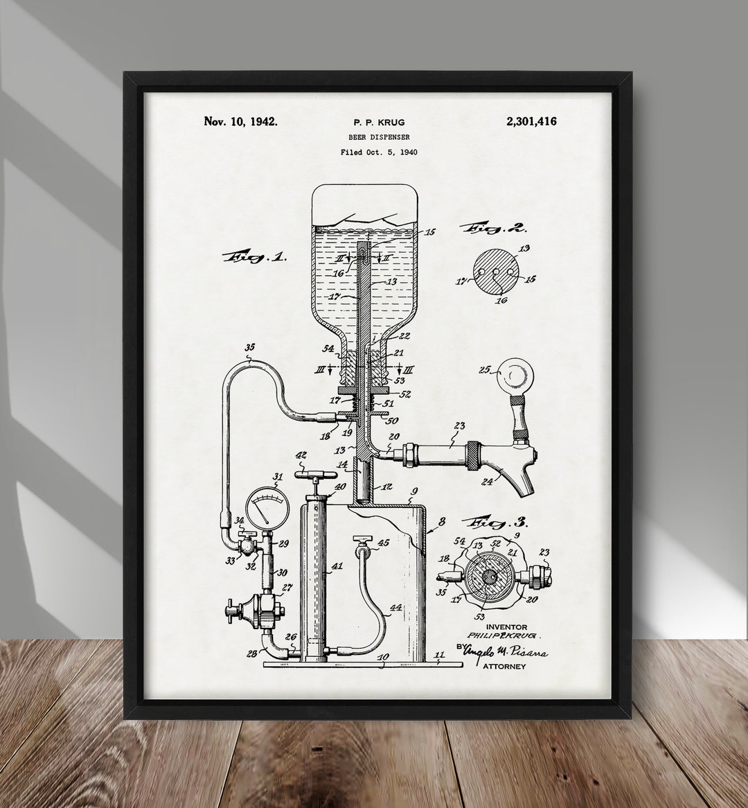Beer Dispenser Patent Print, Vintage Beer Dispenser Patent Poster, Beer ...
