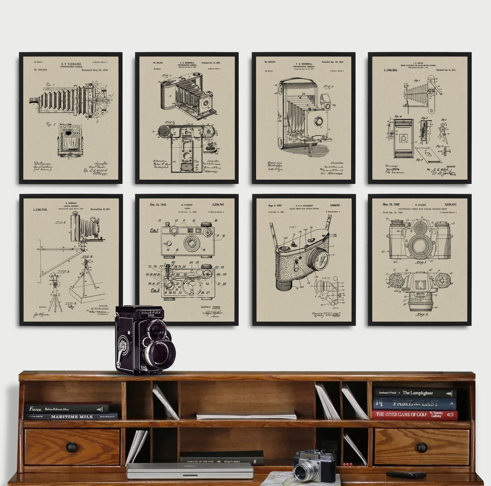 Vintage Camera Patent 8 Poster Set, Photographic Camera Patents ...