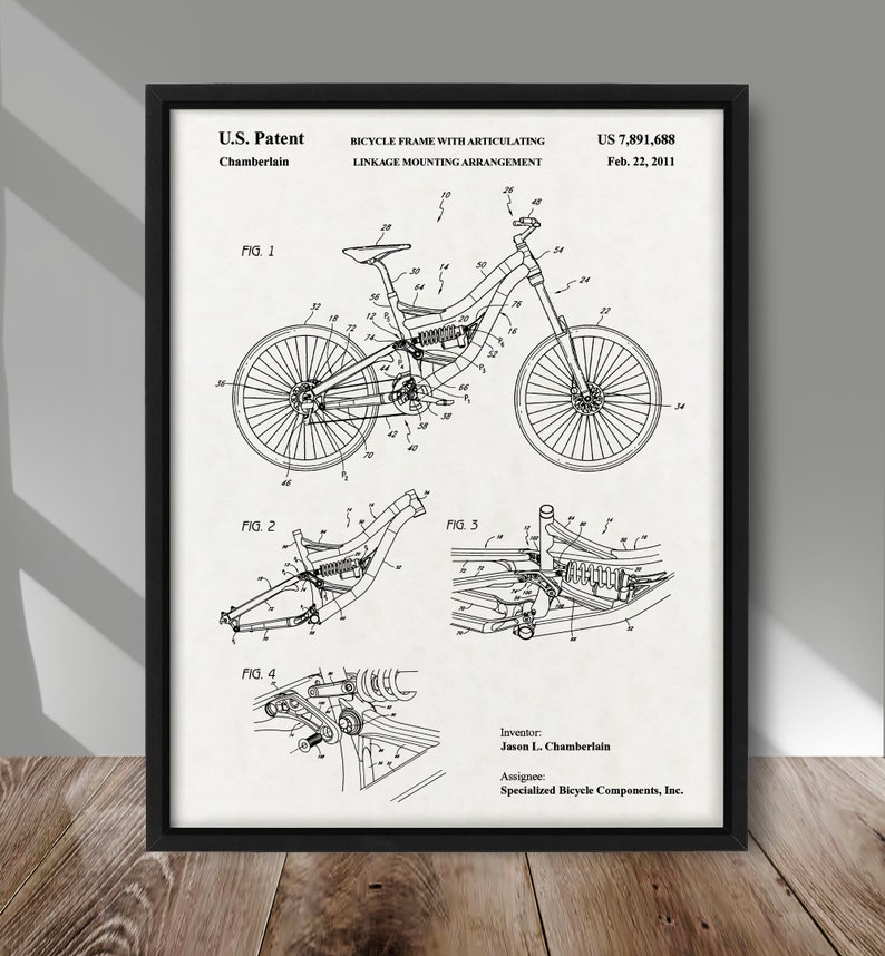 Mountain Bike Patent Print, Mountain Bicycle Patent Poster, Off-road ...