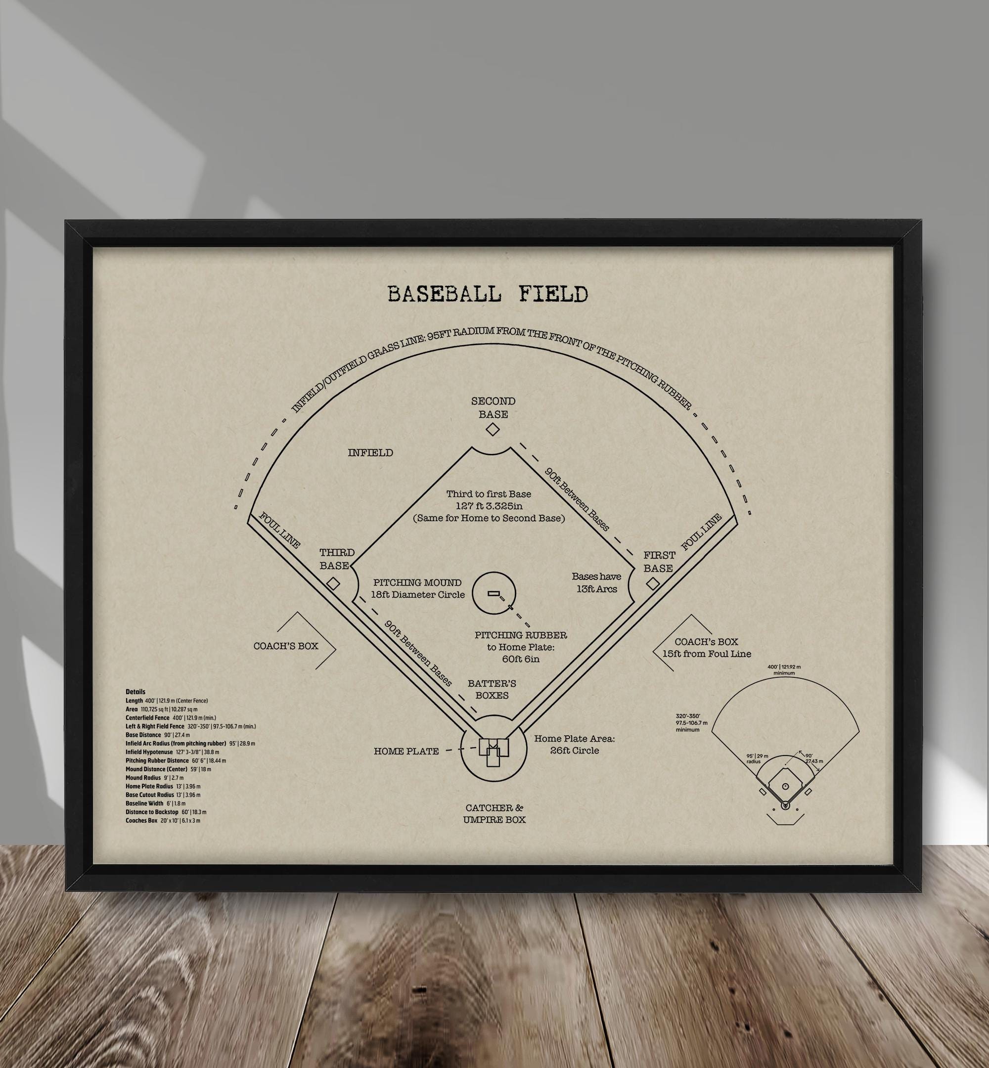 Baseball Field Horizontal Poster, Baseball Field Print, Baseball Field ...