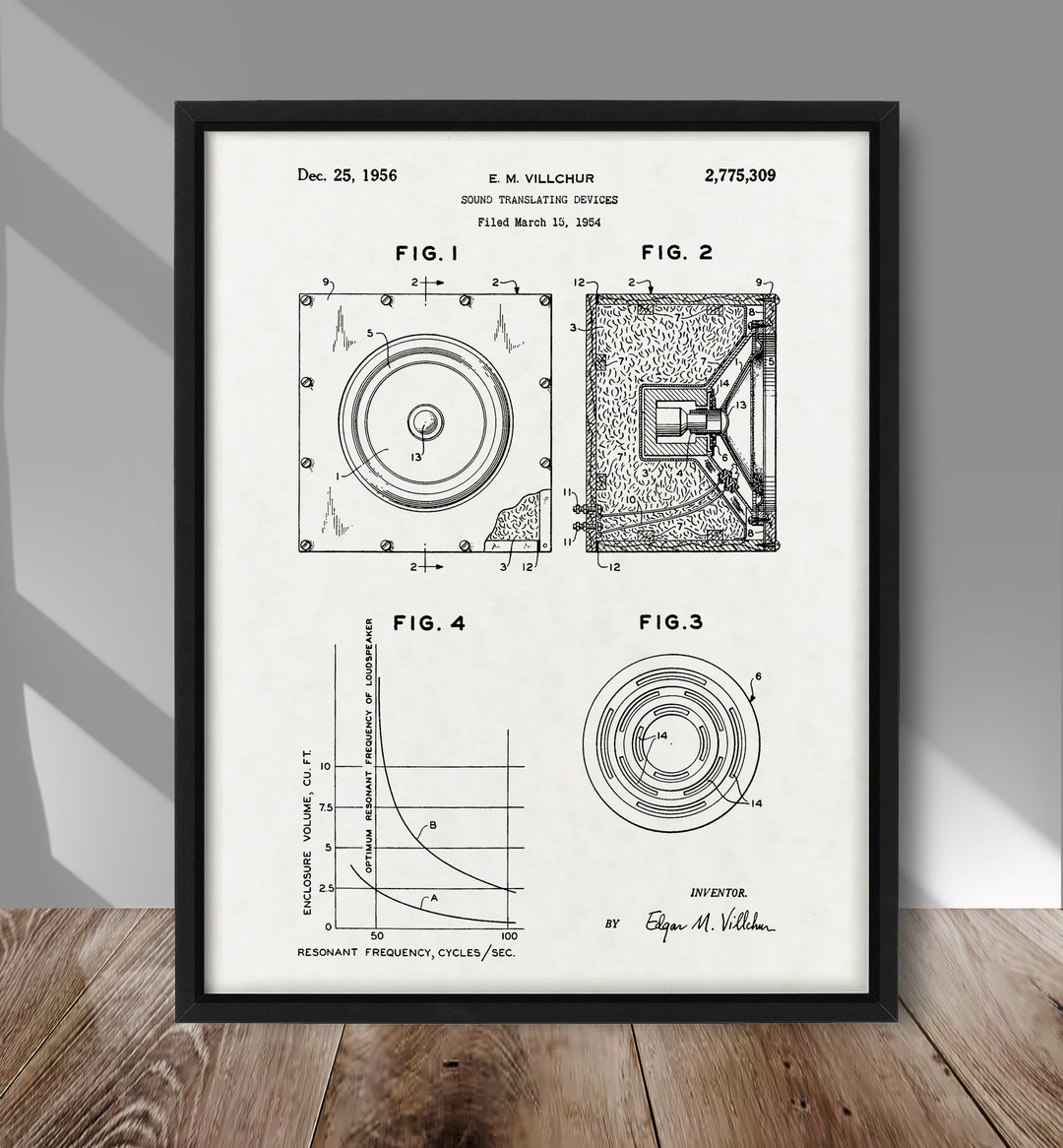 Vintage Speaker Patent Poster, Vintage Speaker Patent Print, Audio ...