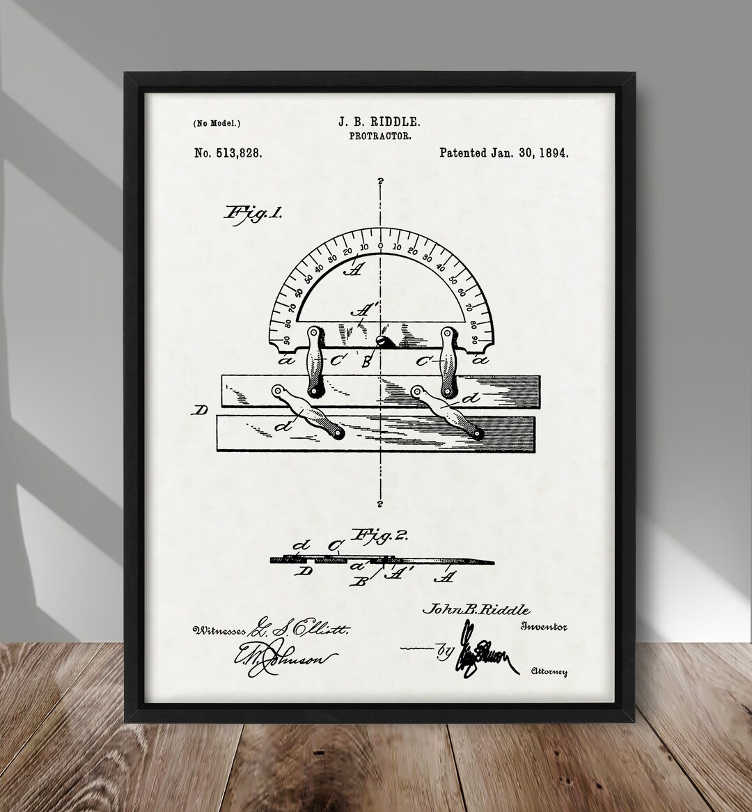 Protractor Patent Poster, Architect Protractor Patent Print, Vintage ...