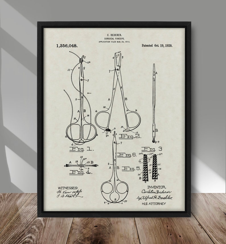Surgical Forceps Patent Print, Vintage Surgical Forceps Patent Poster ...