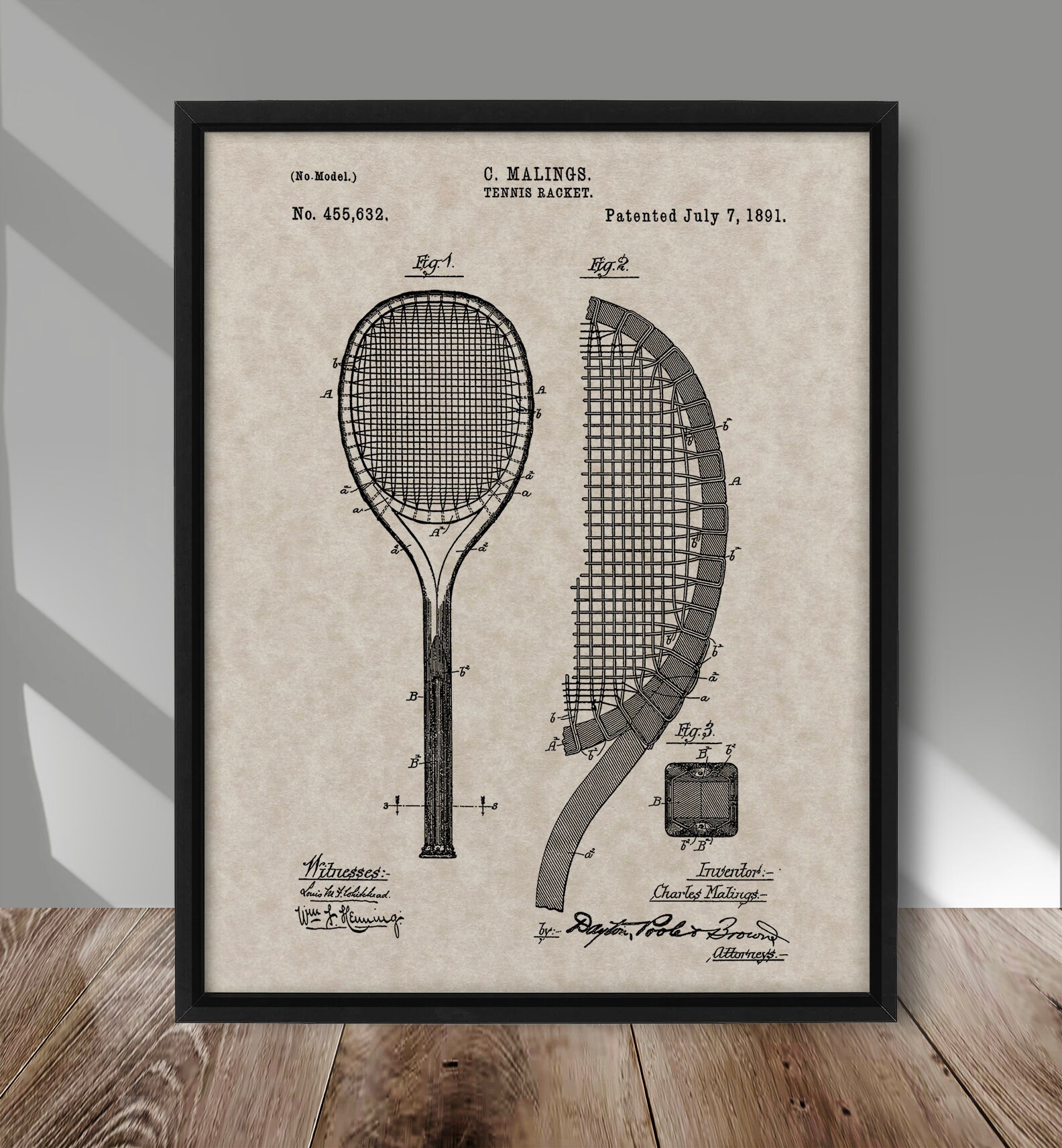 Tennis Racket Patent Print, Tennis Racket Poster, Sport Racket Print ...
