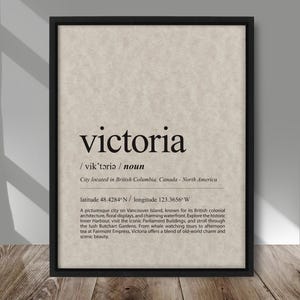 Victoria Definition Print, Victoria City Definition Poster, Canadian ...