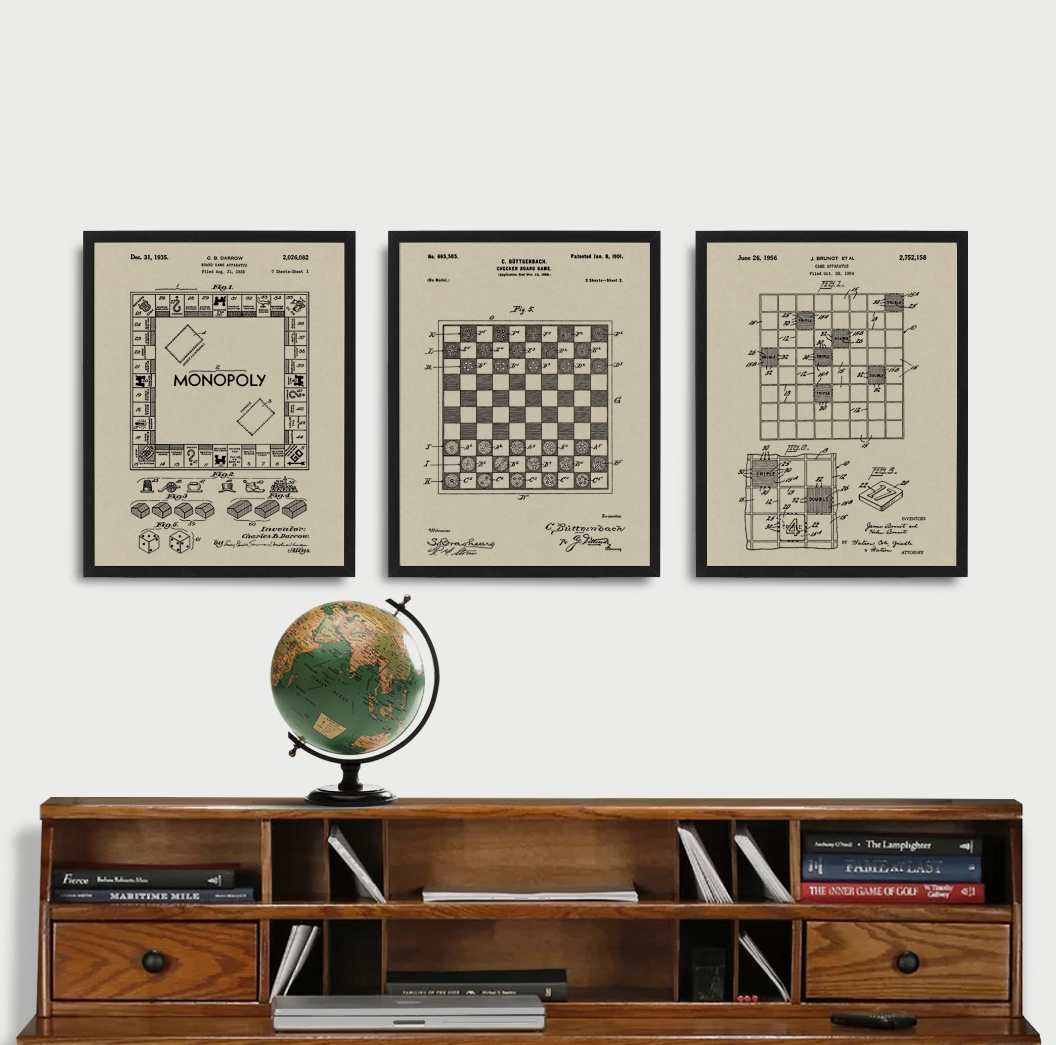 Popular Board Game 3 Poster Set, Classic Board Game Patent Print ...