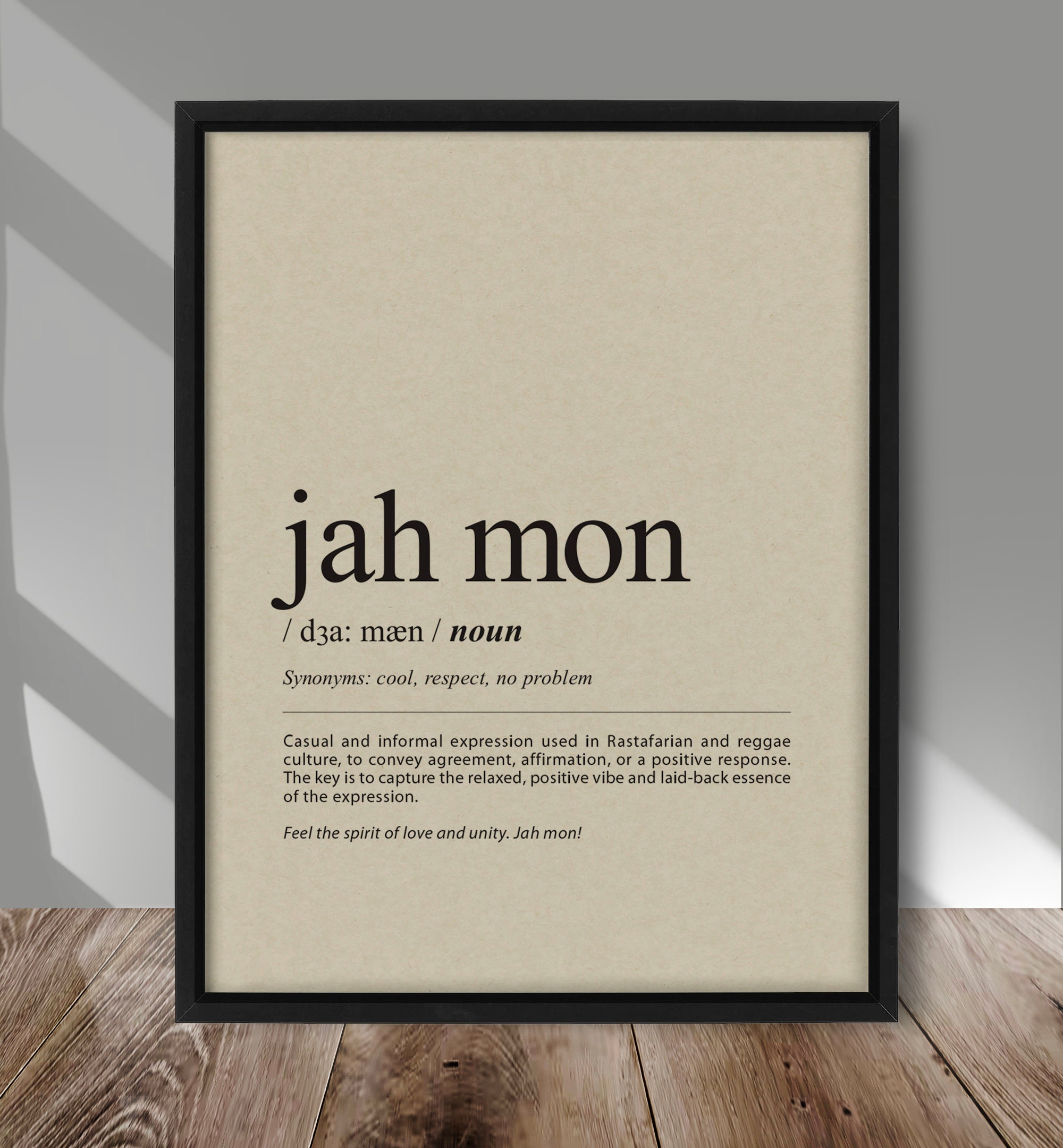 Jah Mon Definition Print, Cool Vibe Definition Jah Mon Definition ART ...