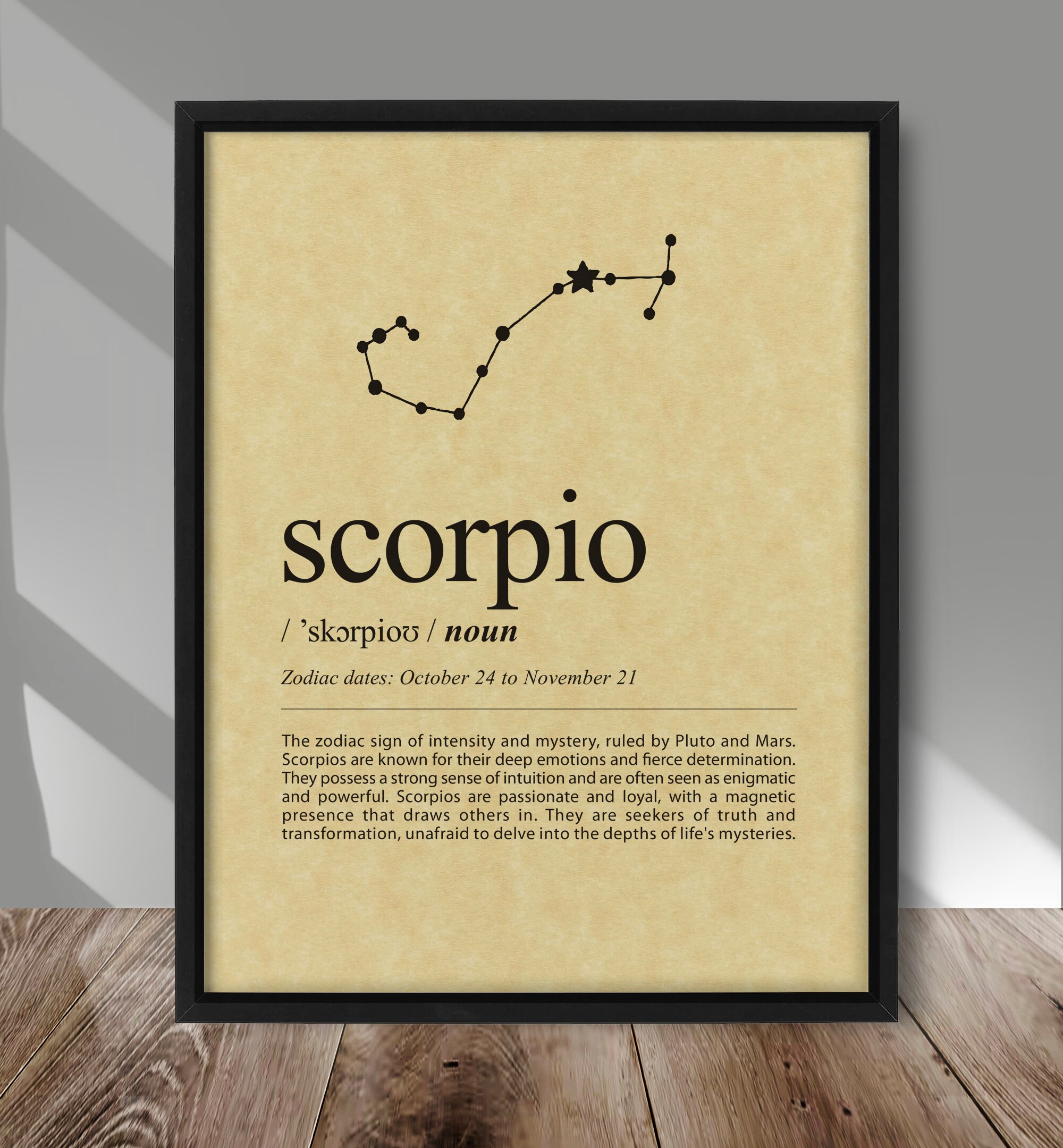 SCORPIO DEFINITION PRINT, Zodiac Sign Scorpio Definition Poster ...