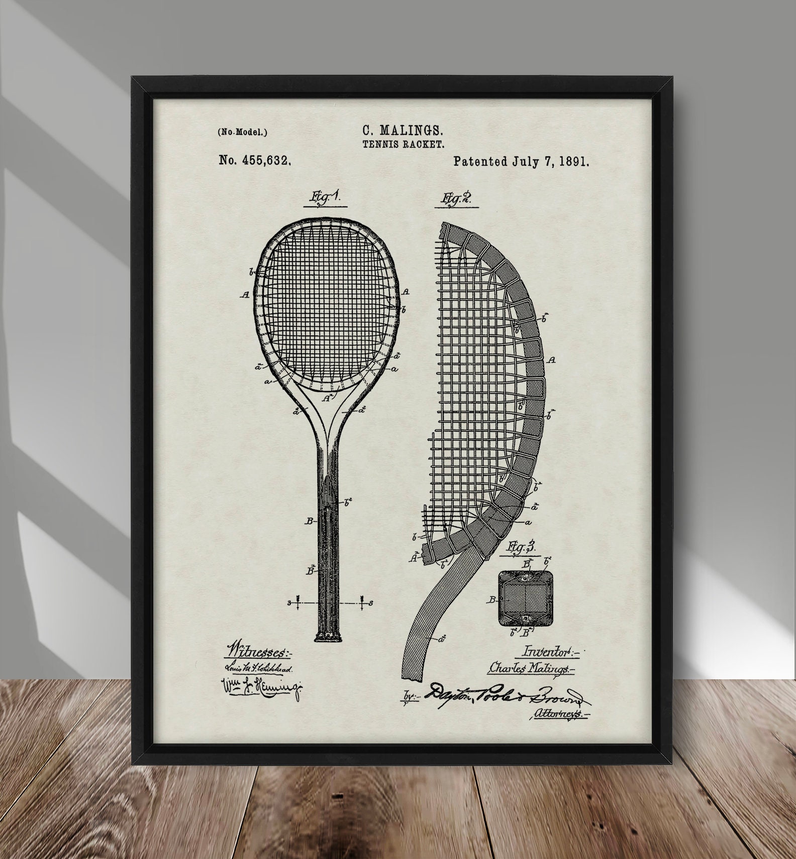 Tennis Racket Patent Print, Tennis Racket Poster, Sport Racket Print ...