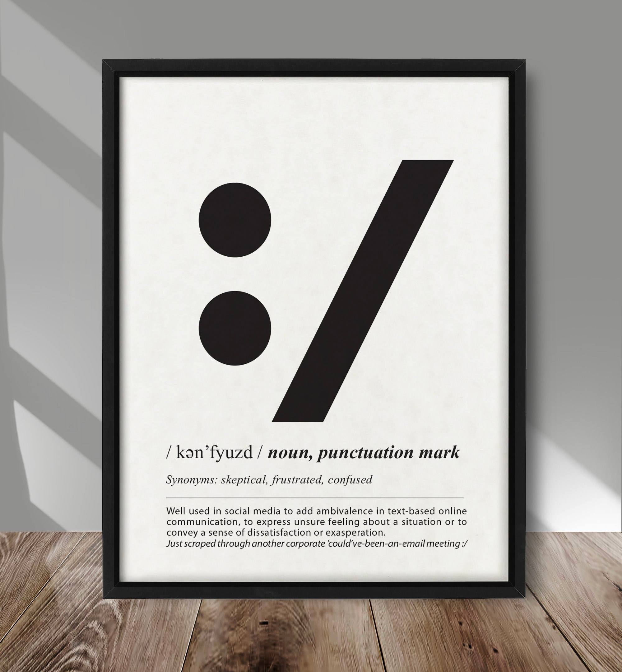 Confused Face Emoji Definition Print, Punctuation :/ Poster, Skeptical ...