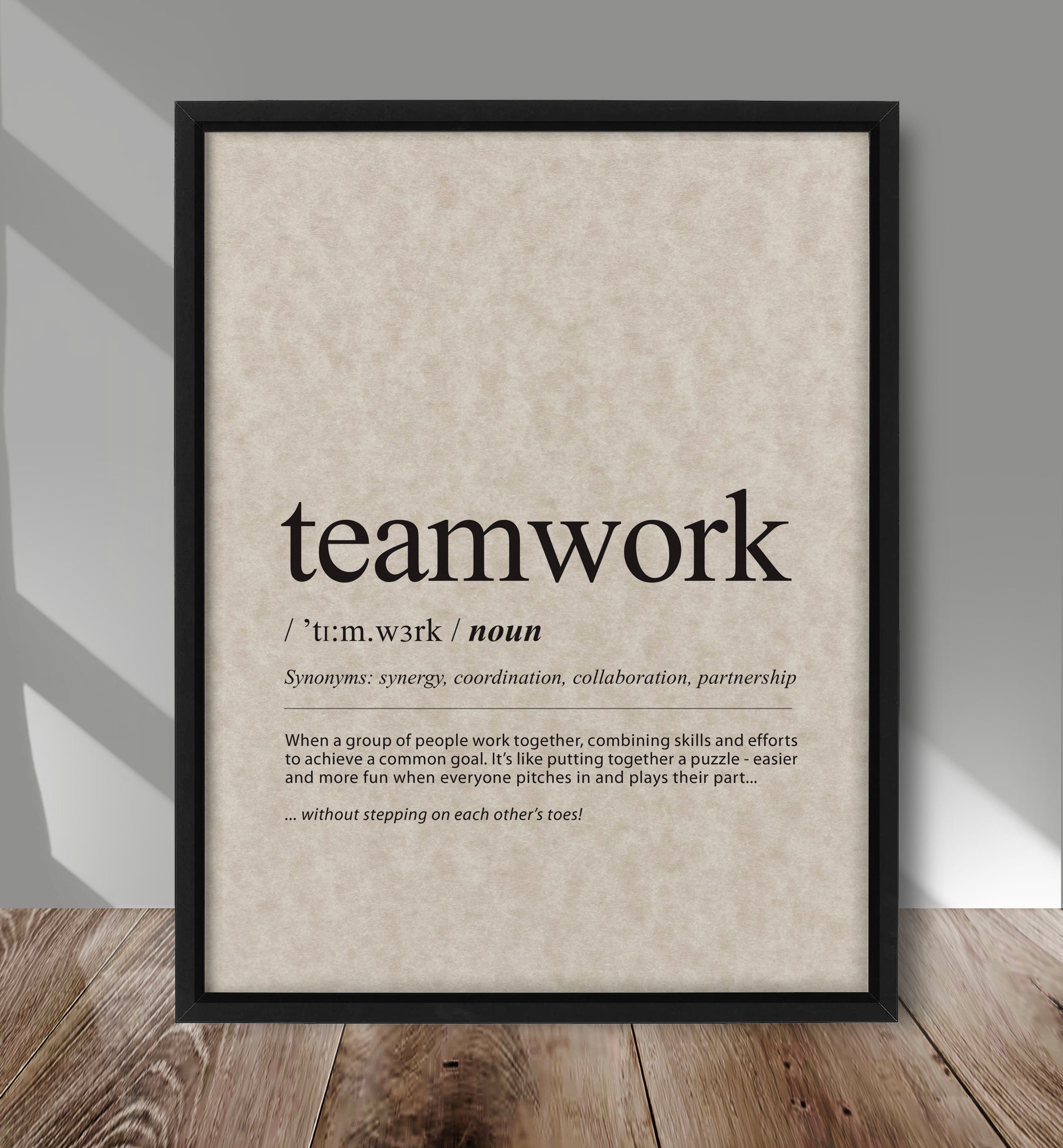 Teamwork Definition Poster, Teamwork Definition Art Print, Teamwork ...