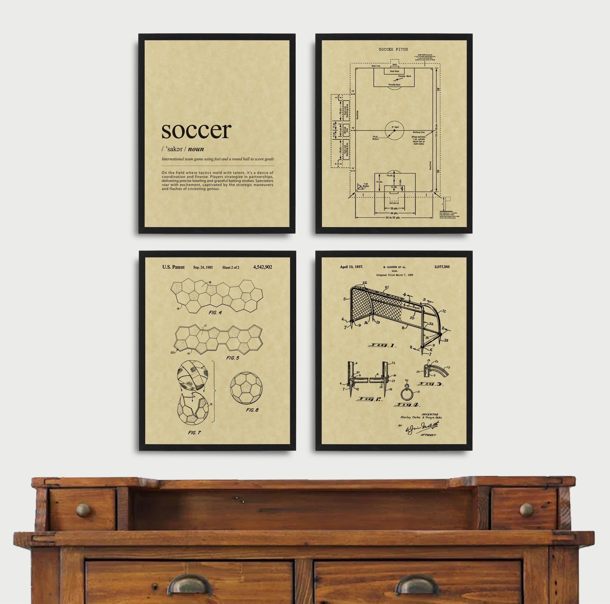 Soccer 4 Poster Set, Soccer Definition Print, Soccer Pitch Poster ...