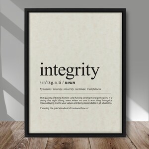 Integrity Definition Poster, Integrity Definition Art Print, Integrity ...