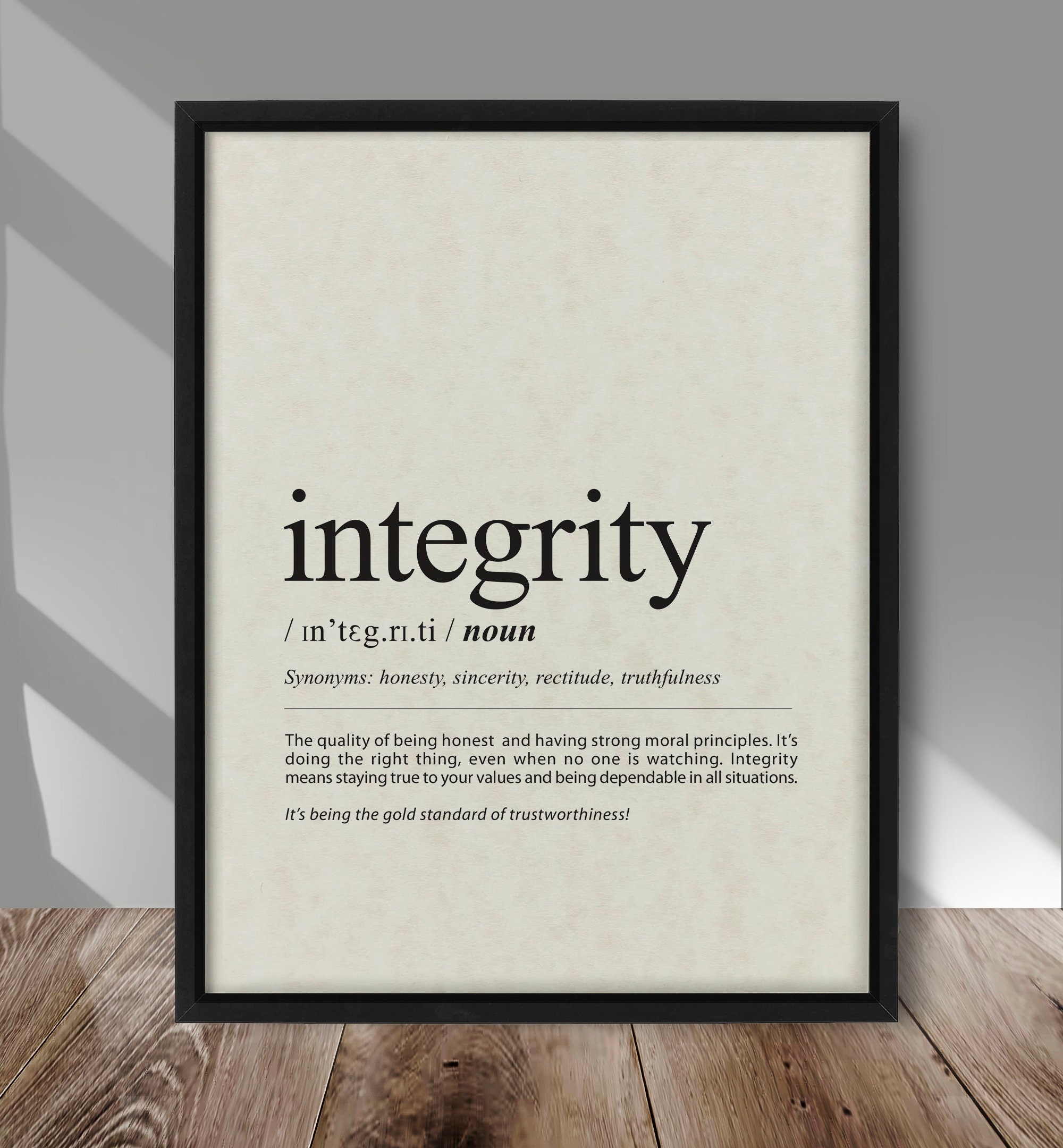 Integrity Definition Poster, Integrity Definition Art Print, Integrity ...