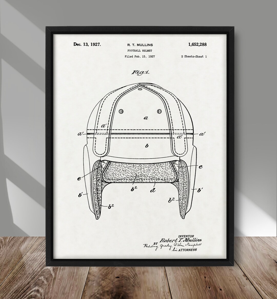 Football Helmet Patent Print, Vintage Football Helmet Patent Poster ...