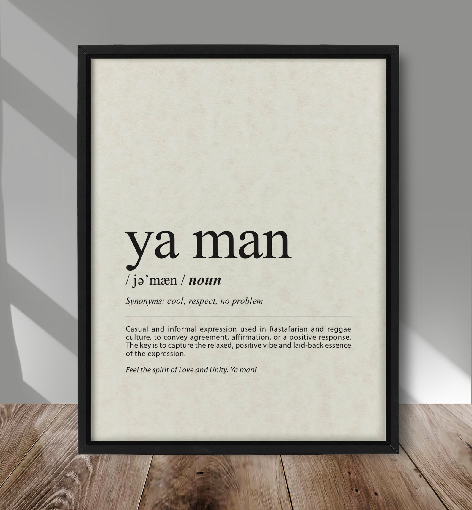 Ya Man Definition Poster, Cool Vibe Definition Ya Man Definition ART ...