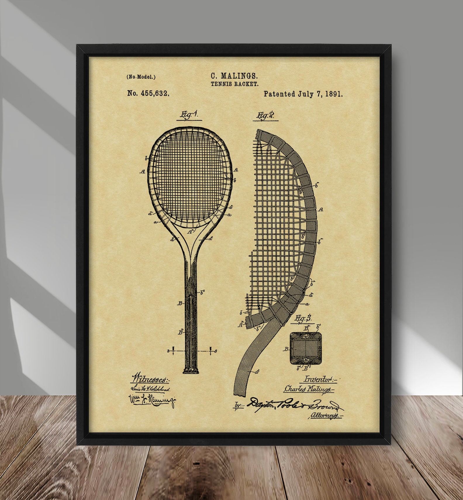 Tennis Racket Patent Print, Tennis Racket Poster, Sport Racket Print ...