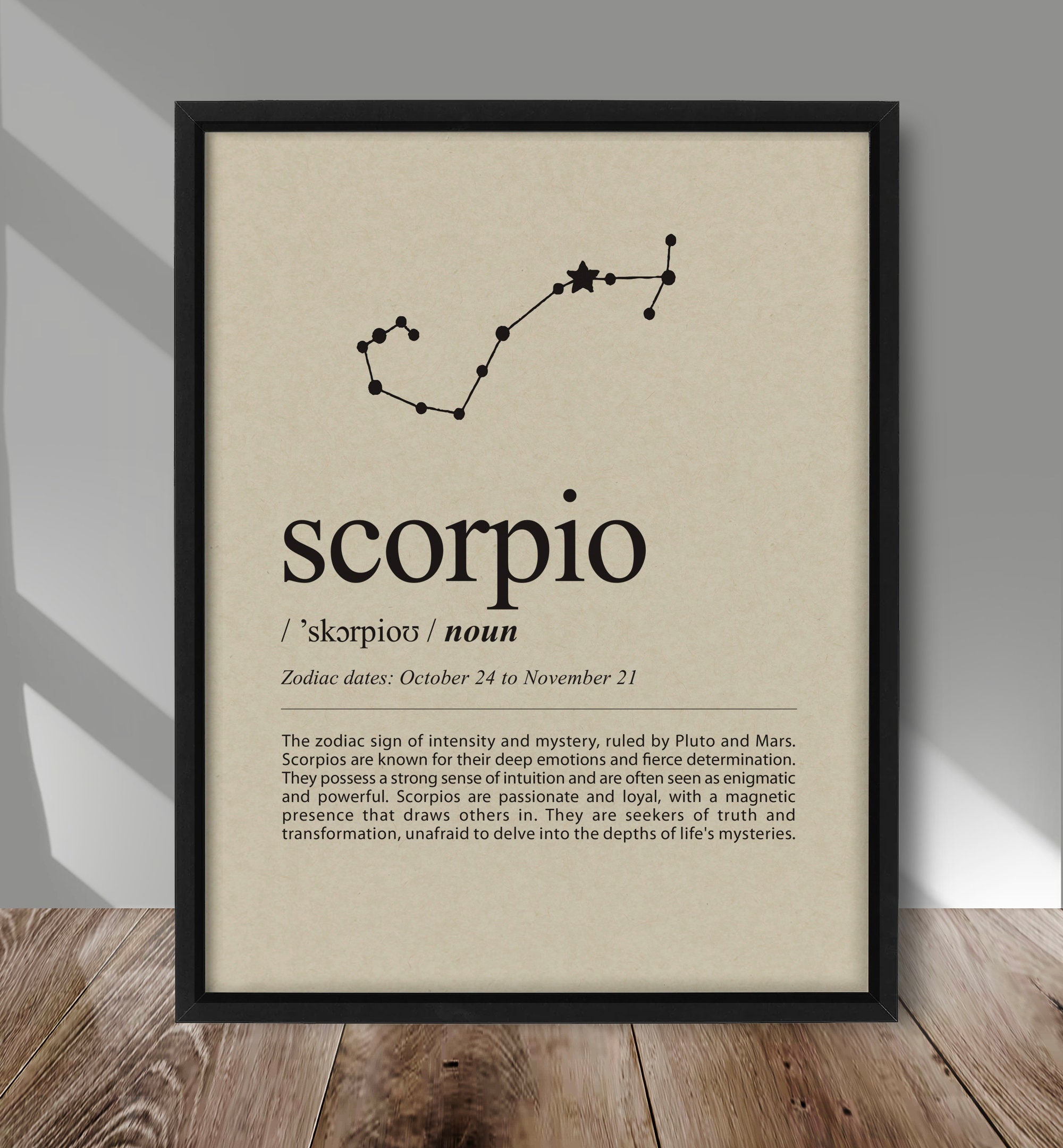SCORPIO DEFINITION PRINT, Zodiac Sign Scorpio Definition Poster ...