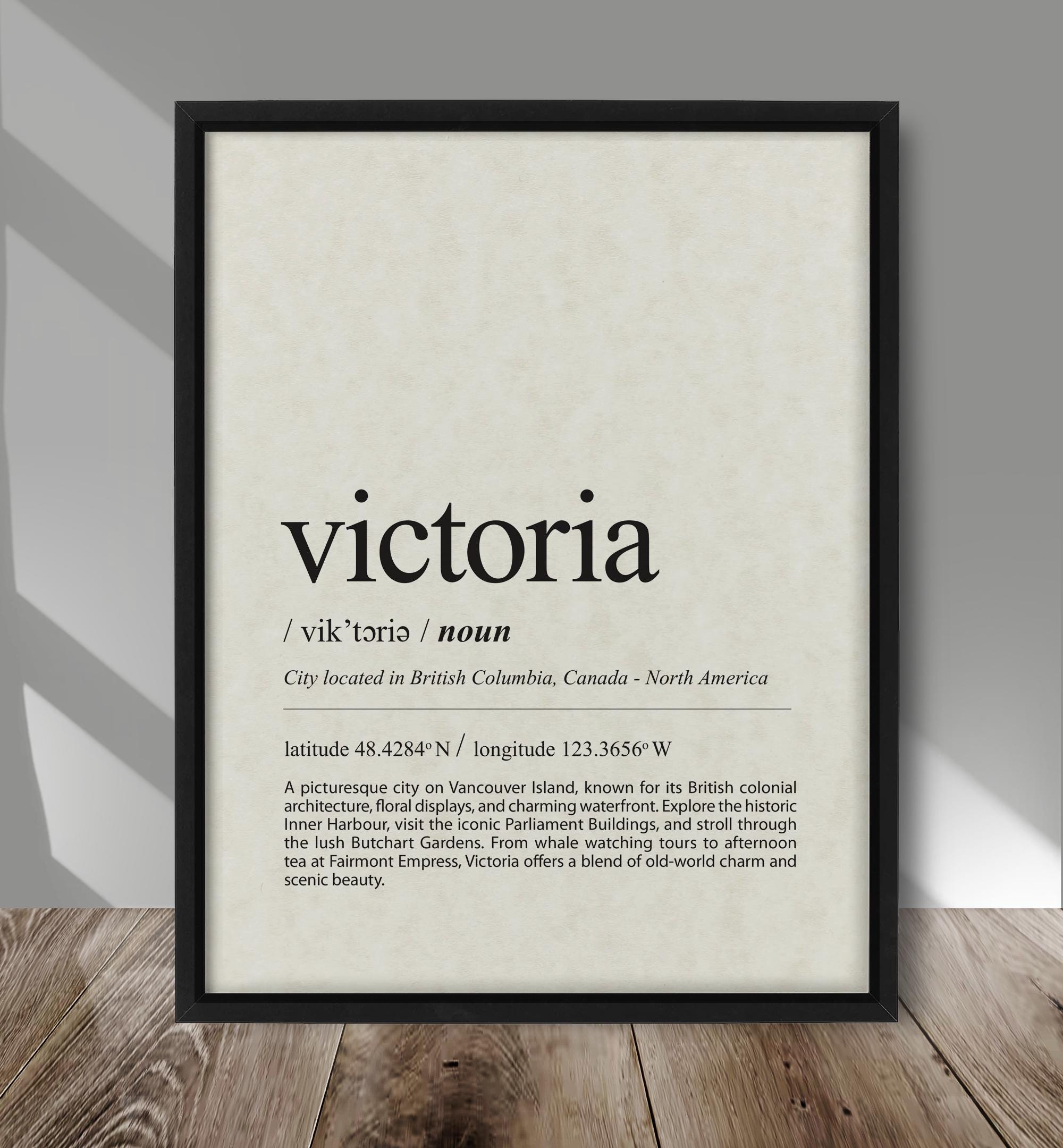 Victoria Definition Print, Victoria City Definition Poster, Canadian ...