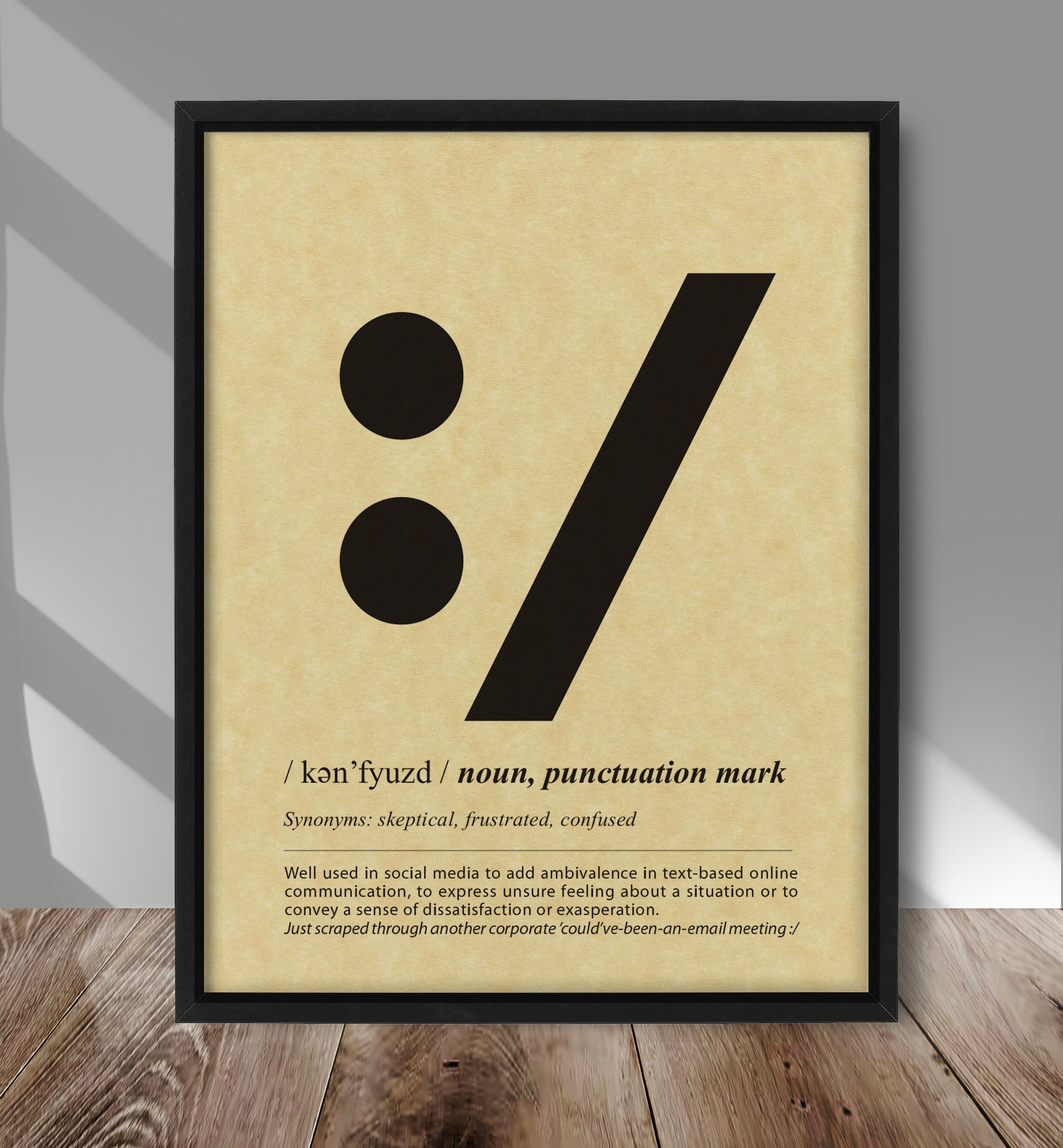 Confused Face Emoji Definition Print, Punctuation :/ Poster, Skeptical ...