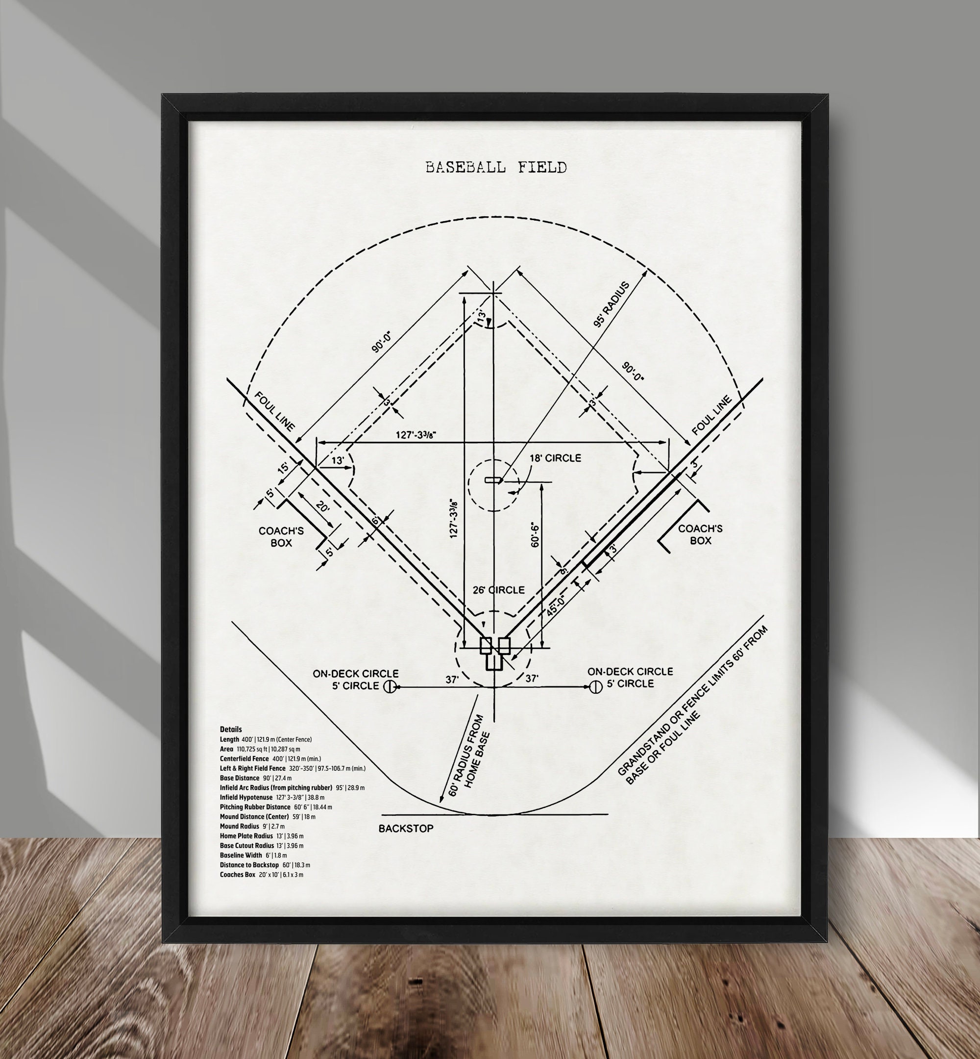 Vintage Baseball Field Poster, Baseball Field Patent Print, Baseball ...