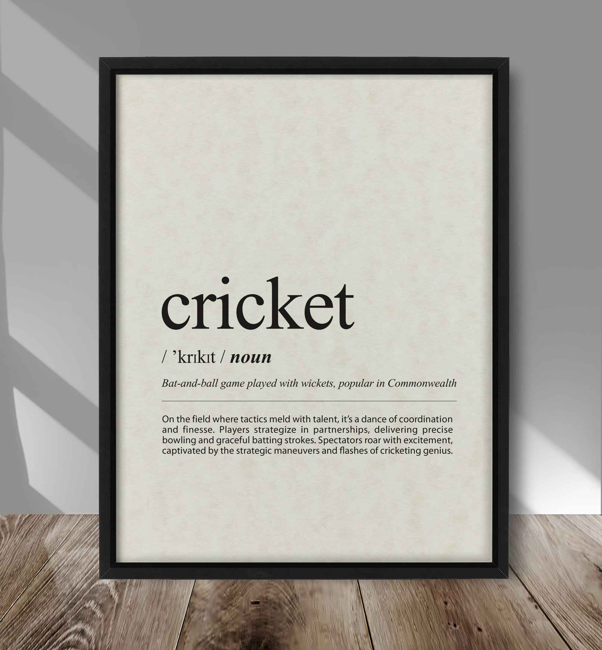 Cricket Definition Print, Cricket Definition Poster, Sports Poster ...