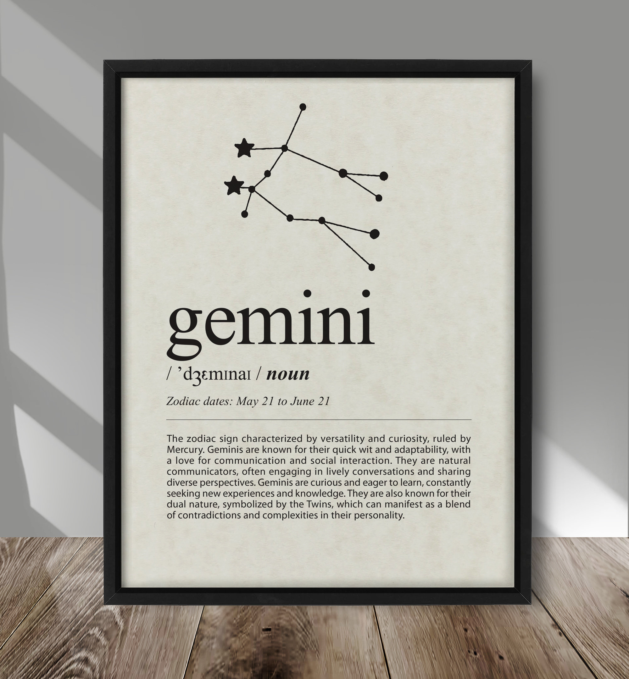 GEMINI ZODIAC Sign Definition Print, Gemini Definition Poster, Gemini ...