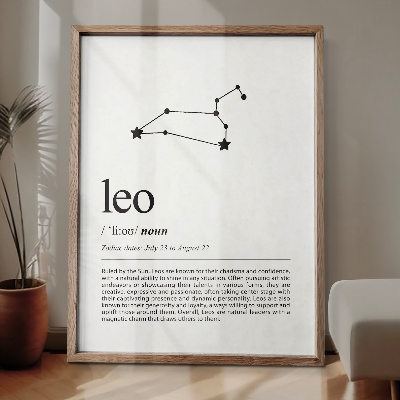 LEO ZODIAC Definition Print, Zodiac Sign Leo Definition Poster, Leo ...