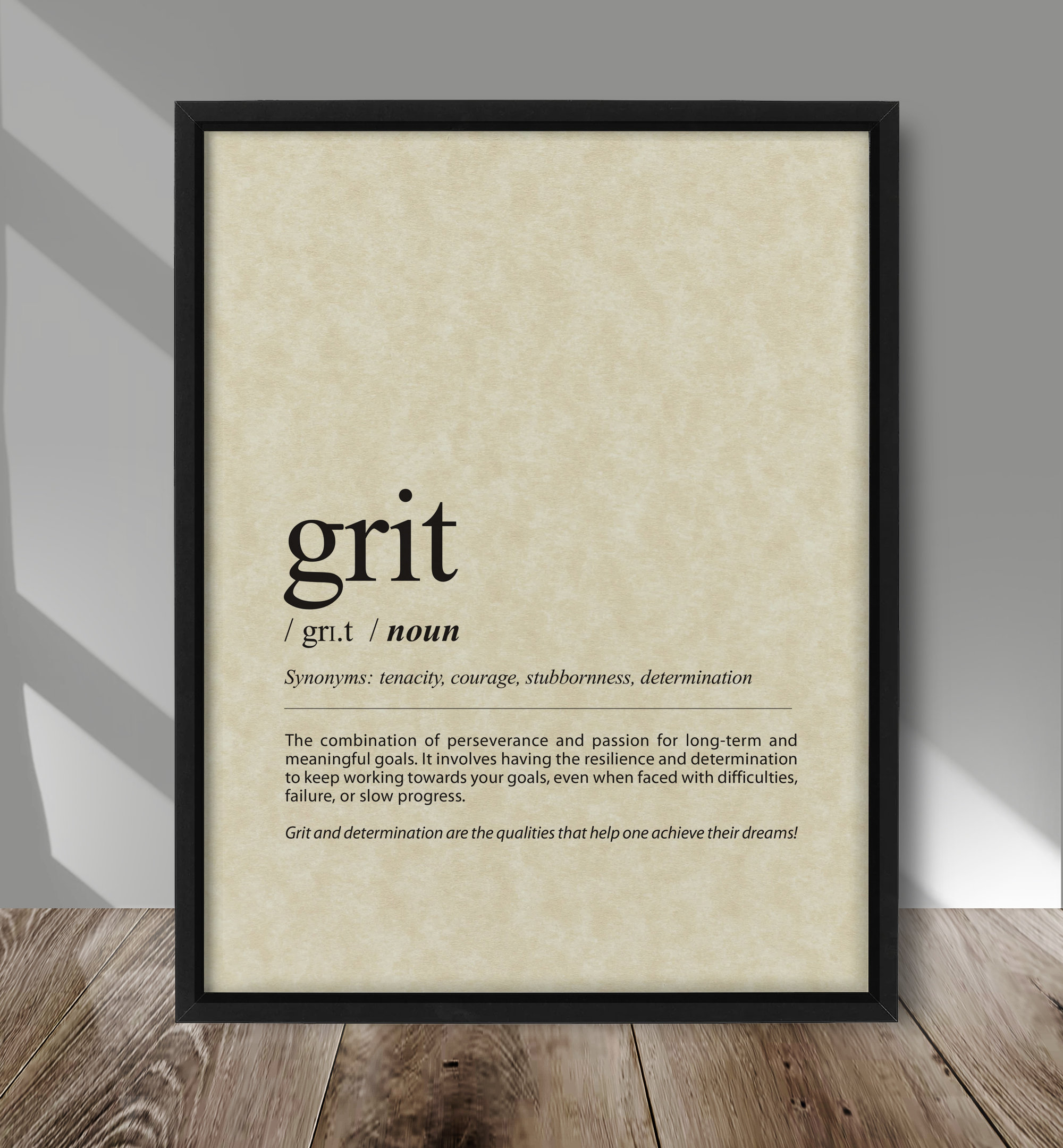 Grit Definition Poster, Grit Definition Art Print, Grit Definition Wall ...