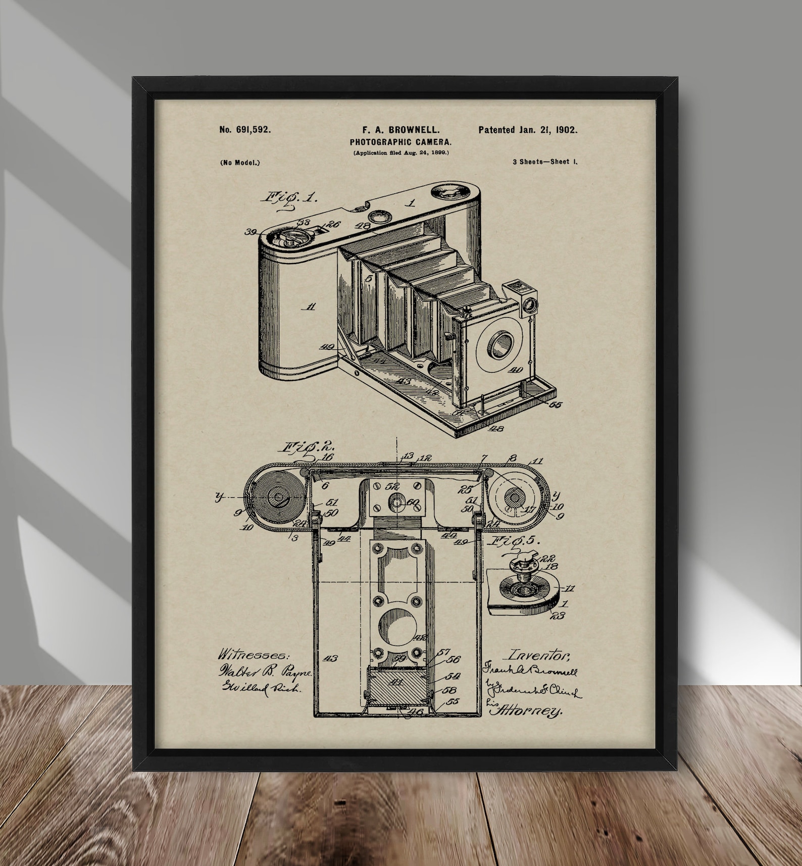 Photographic Camera 1899 Patent Poster, Camera Patent Print, Vintage ...