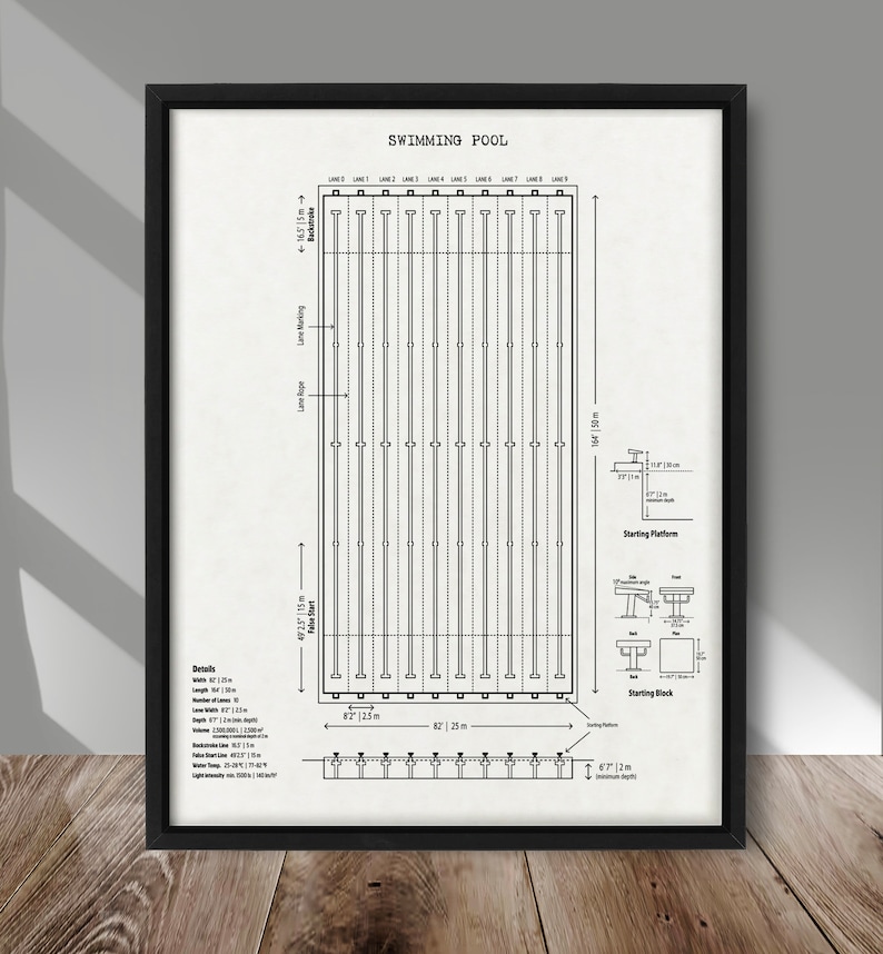 Swimming Pool Print, Swimming Pool Poster, Swimming Pool Drawing Print ...