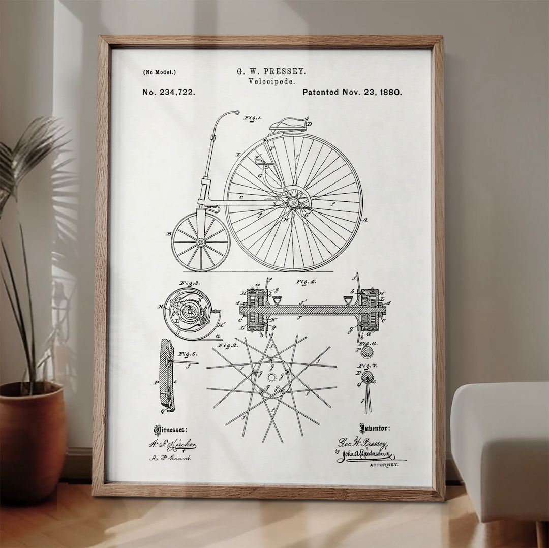 Velocipede Patent Print, Vintage Velocipede 1880 Patent Poster, Old ...