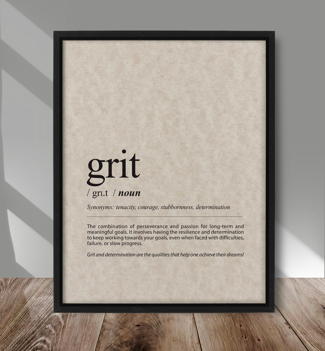 Grit Definition Poster, Grit Definition Art Print, Grit Definition Wall ...