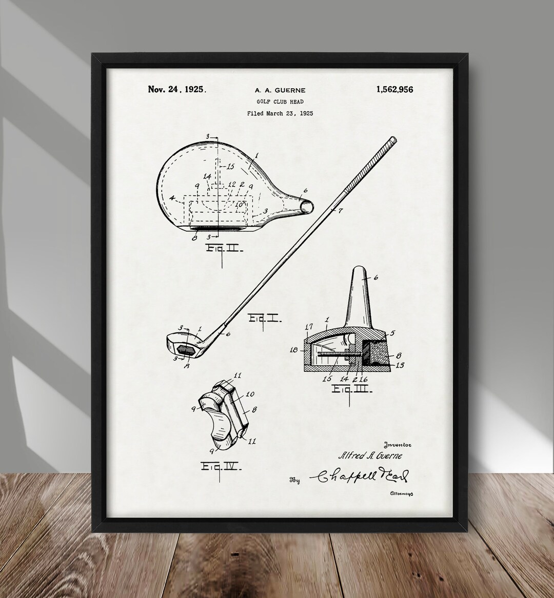 Vintage Golf Stick Patent Poster, Golf Club Head Patent Print, Sport ...