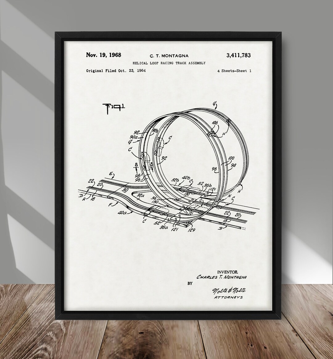 Helical Loop Racing Track Assembly Patent Poster, Racing Toy Car Patent ...