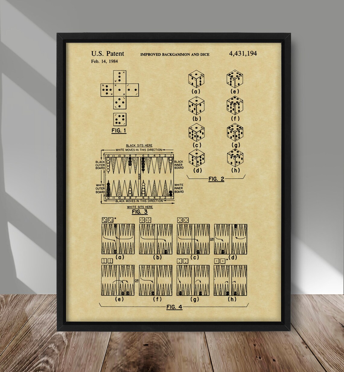 Backgammon Board Patent Poster, Backgammon and Dice Patent Print ...