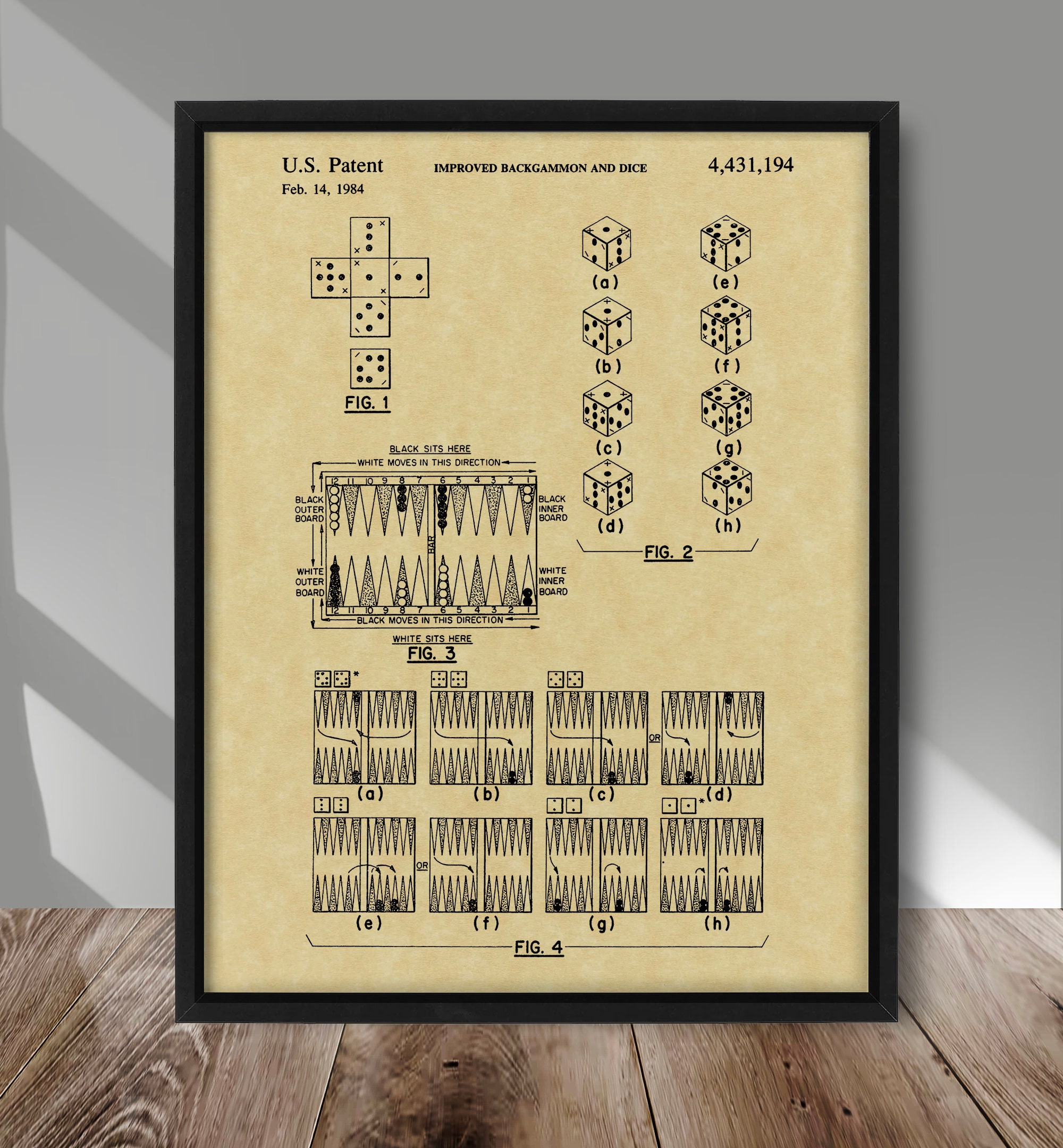 Backgammon Board Patent Poster, Backgammon and Dice Patent Print ...