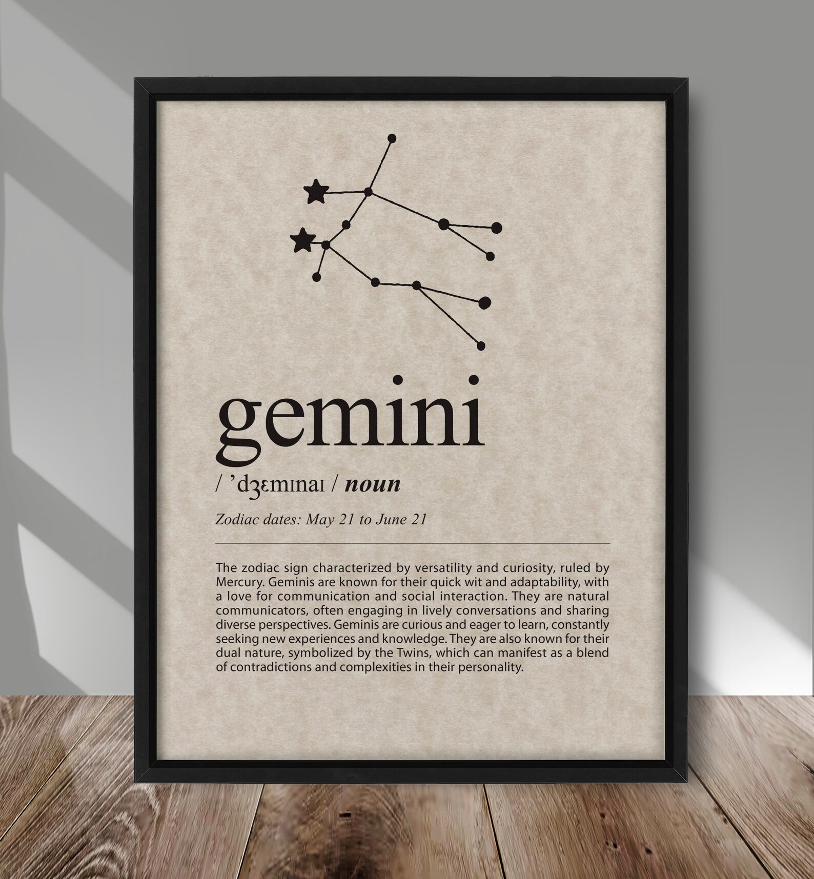 GEMINI ZODIAC Sign Definition Print, Gemini Definition Poster, Gemini ...