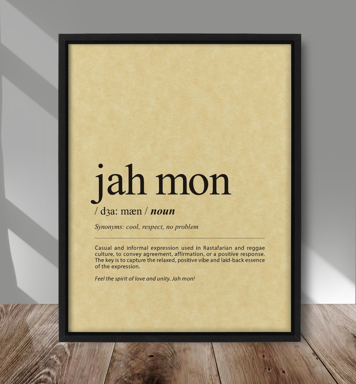 Jah Mon Definition Print, Cool Vibe Definition Jah Mon Definition ART ...