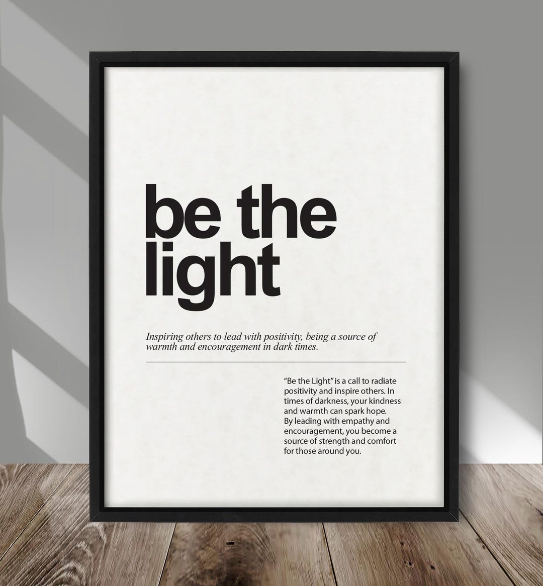 Be the Light Inspirational Wall Art, Motivational Wall Art ...