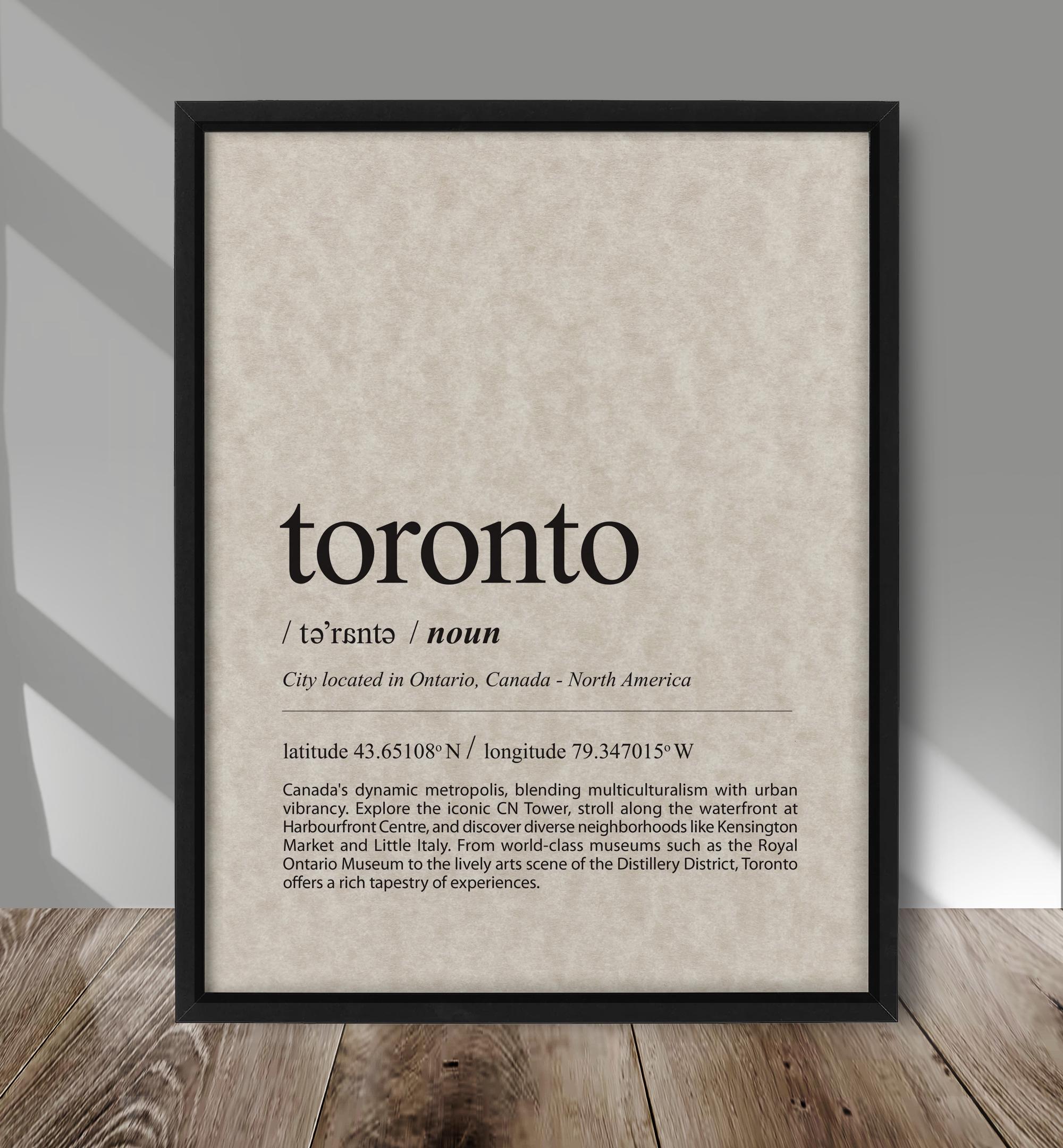 Toronto Definition Print, Toronto City Definition Poster, City ...