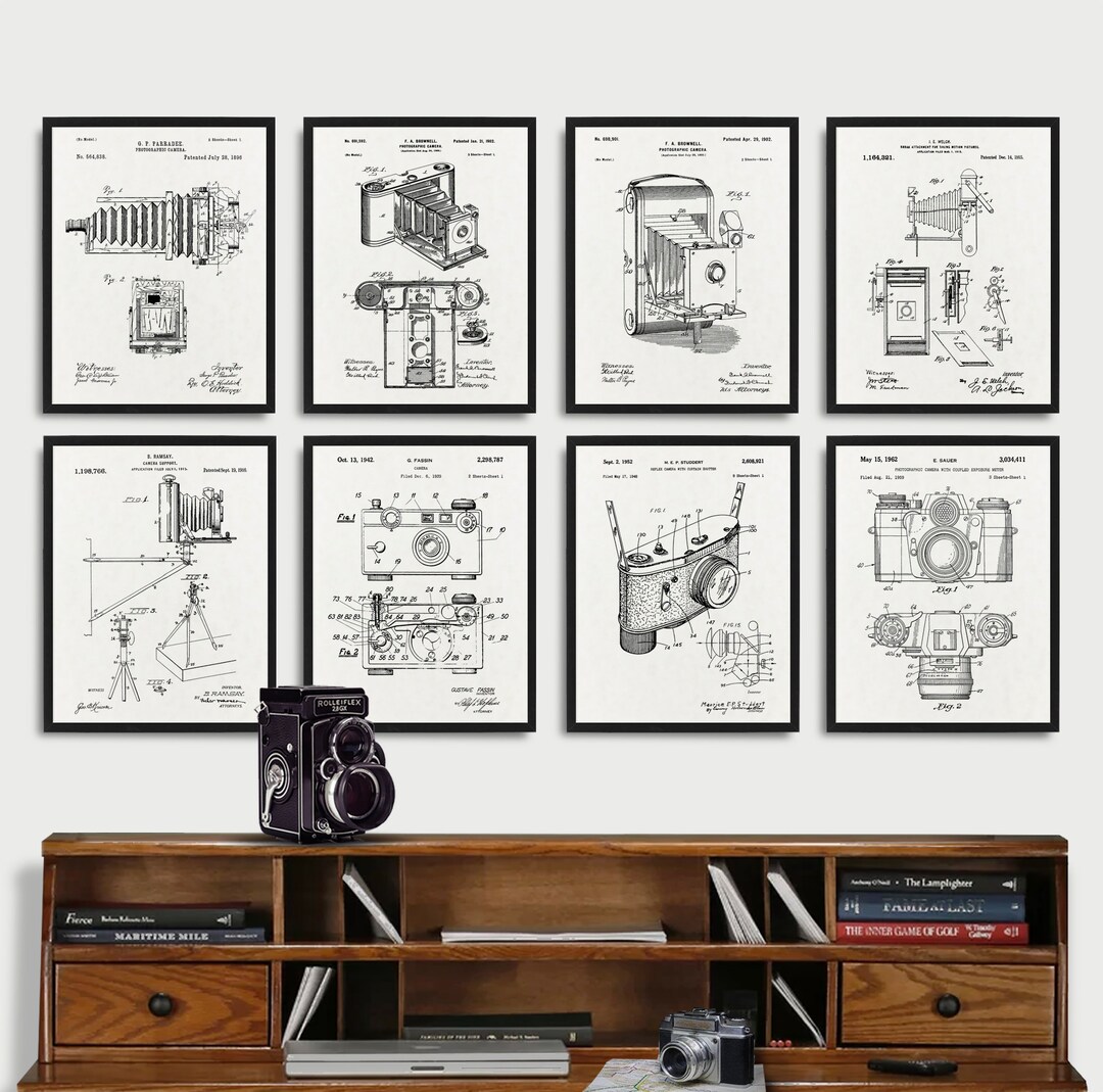 Vintage Camera Patent 8 Poster Set, Photographic Camera Patents ...