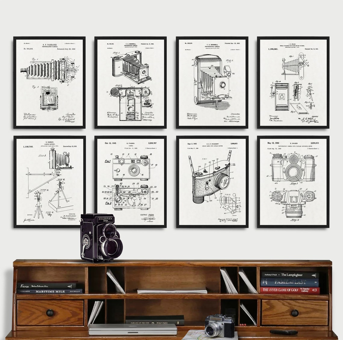 Vintage Camera Patent 8 Poster Set, Photographic Camera Patents ...