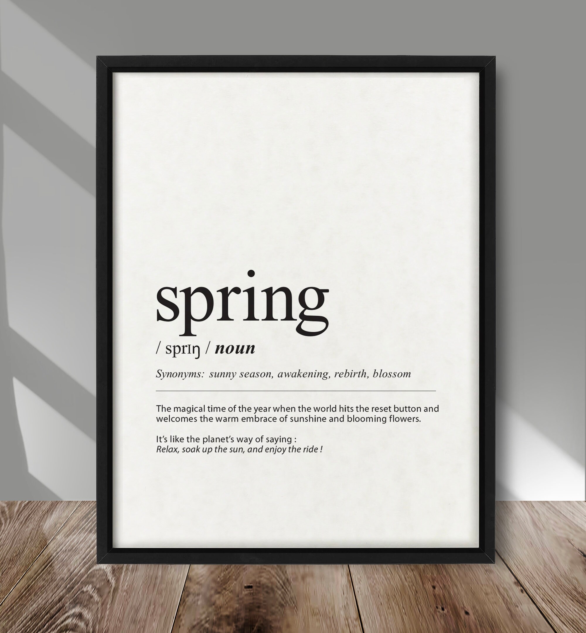 Spring Definition Print, Spring Definition Wall Poster, Seasonal ...