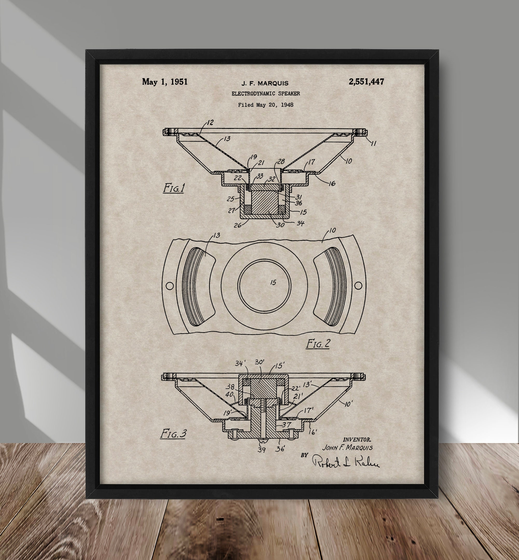 Electrodynamic Speaker Patent Poster, Vintage Speaker Patent Print ...